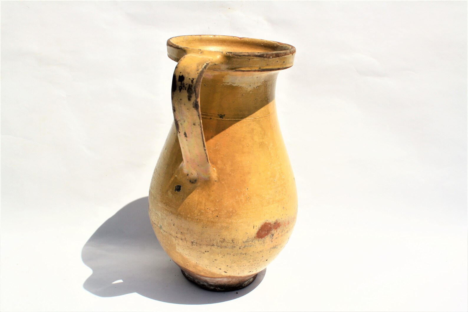 Antique Folk Flower Designed Yellow Water Pitcher Antique | Etsy