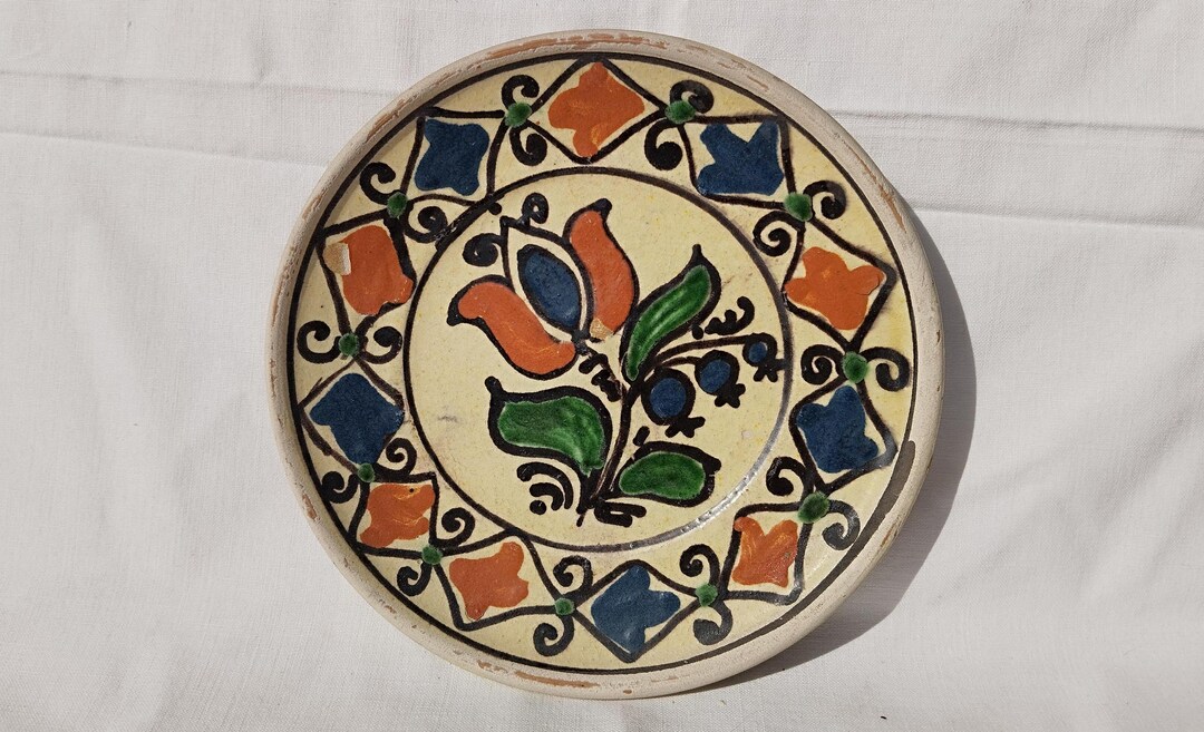 Vintage Korond Clay Plate: Transylvanian Folk Flower Pottery - Etsy