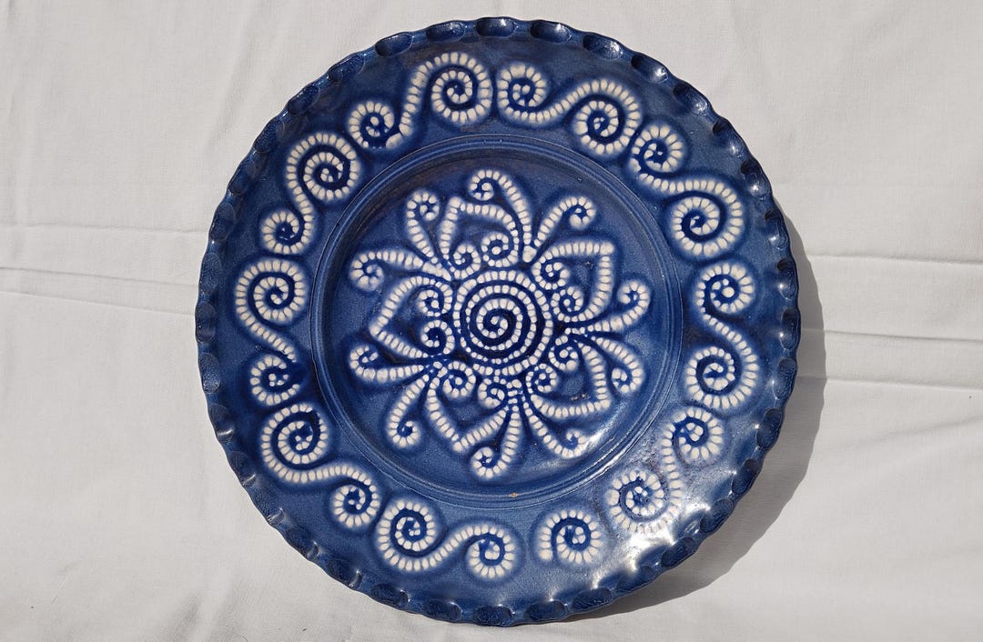 Vintage Blue Traditional Folk Plate, Folk Designed Plate - Etsy