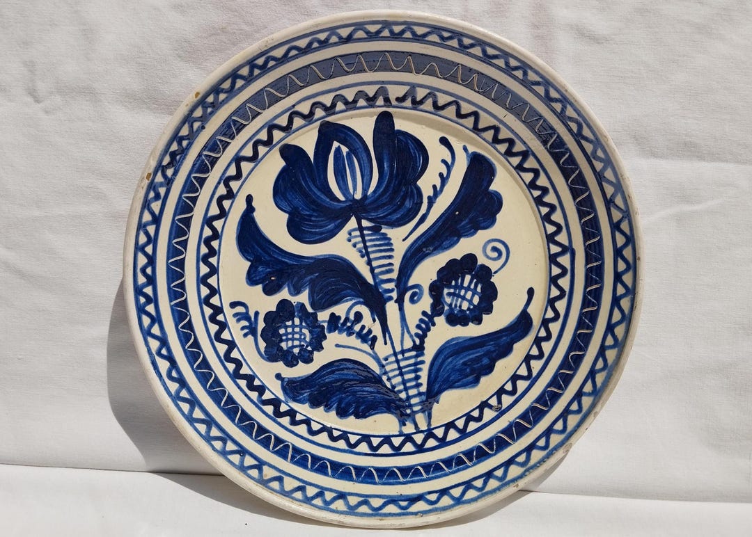Antique Blue Traditional Transylvania Plate, Folk Designed Korond Plate ...