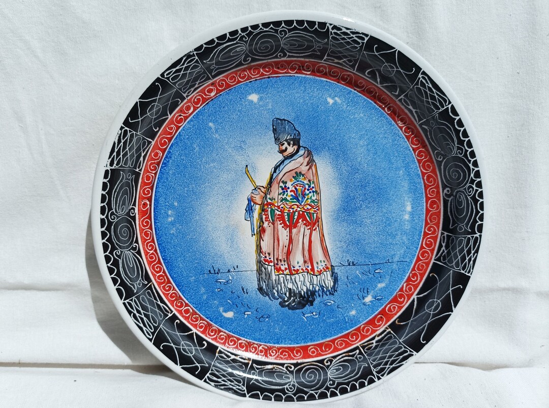 Folk Scene Hungarian Traditional Rural Style Peasant Wall Hanging Plate ...