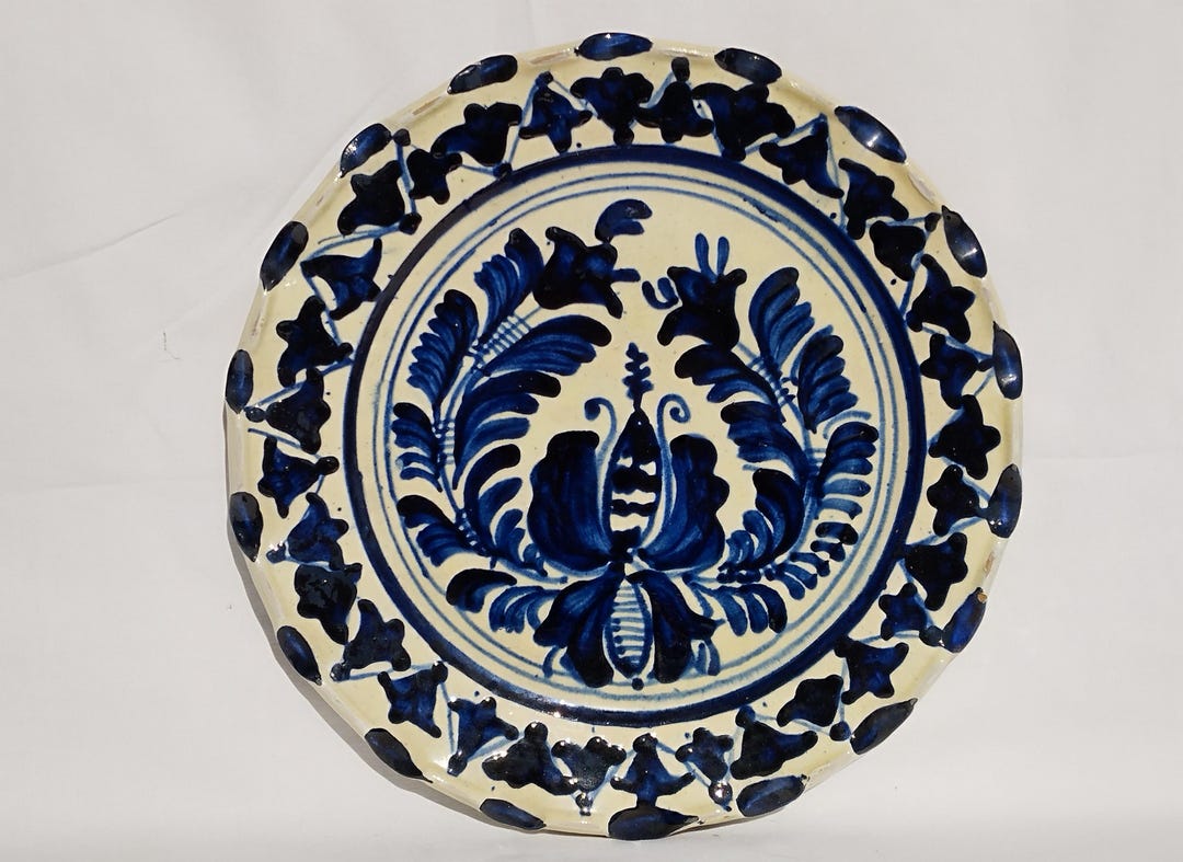 Traditional Blue Painted Clay Plate, Transylvania Pottery, Folk Plate ...