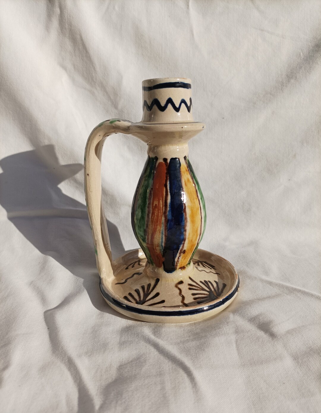 Traditional Transylvania Folk Candle Stick, Ethnographical Candelabrum, Ceramic Folk Ceramic ...