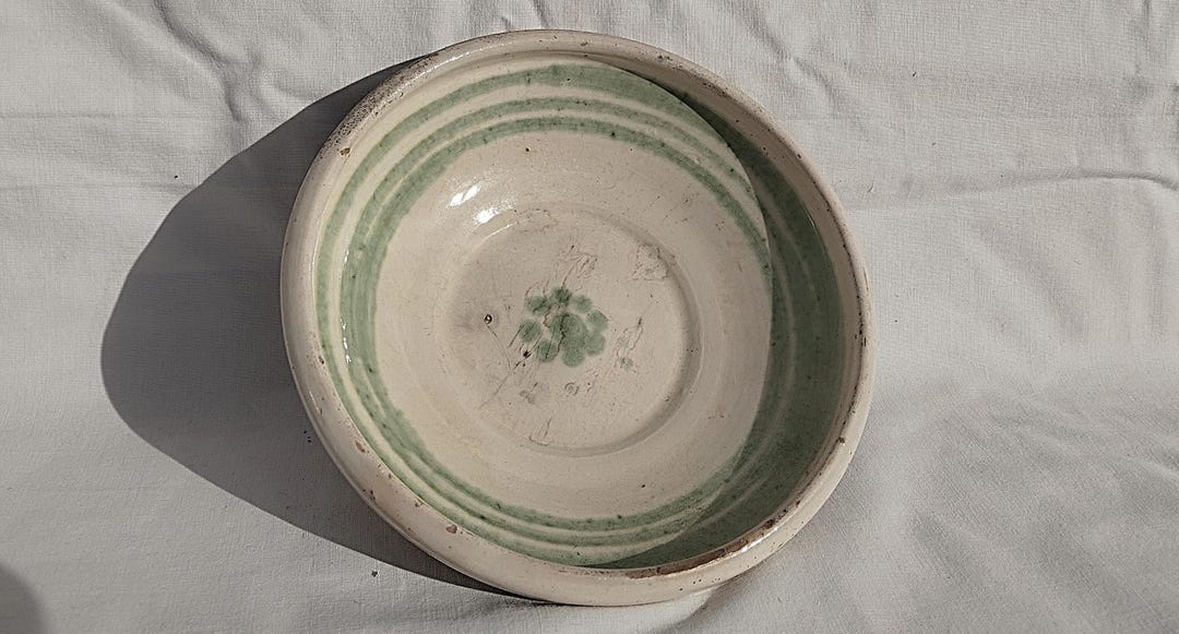 Antique Folk White Traditional Folk Plate, Stoneware Lined Hungarian ...