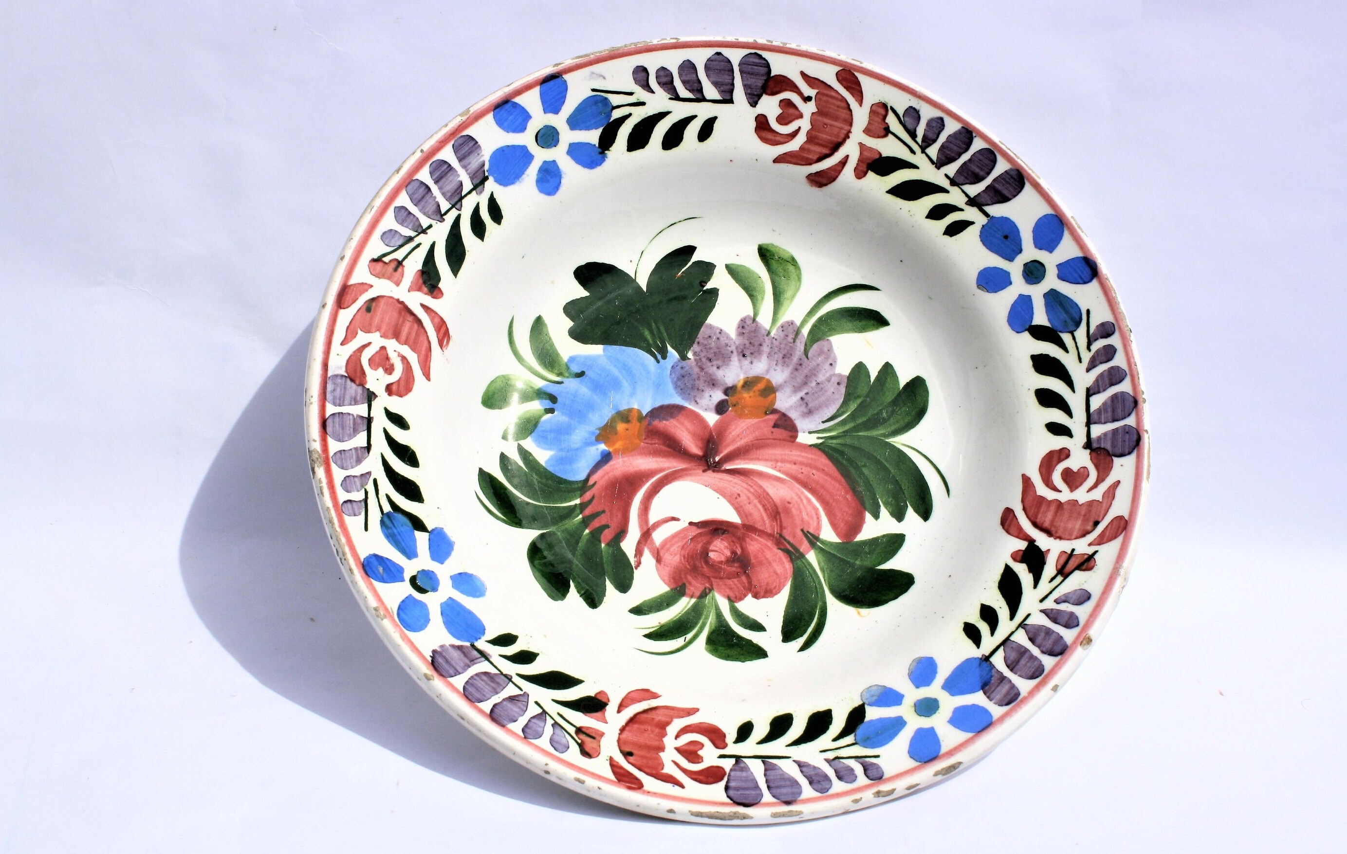 Hollohaz Plate, Hungarian Pottery, Folk, Antique Peasant Plate ...