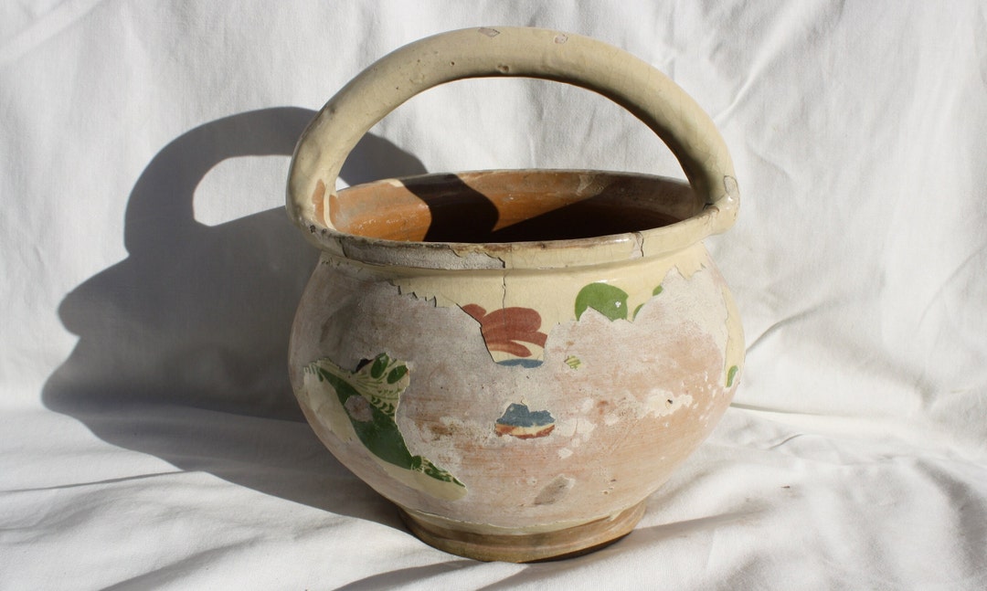 Huge Traditional Rural Antique Top Handle Folk Ceramic Pottery Jug ...