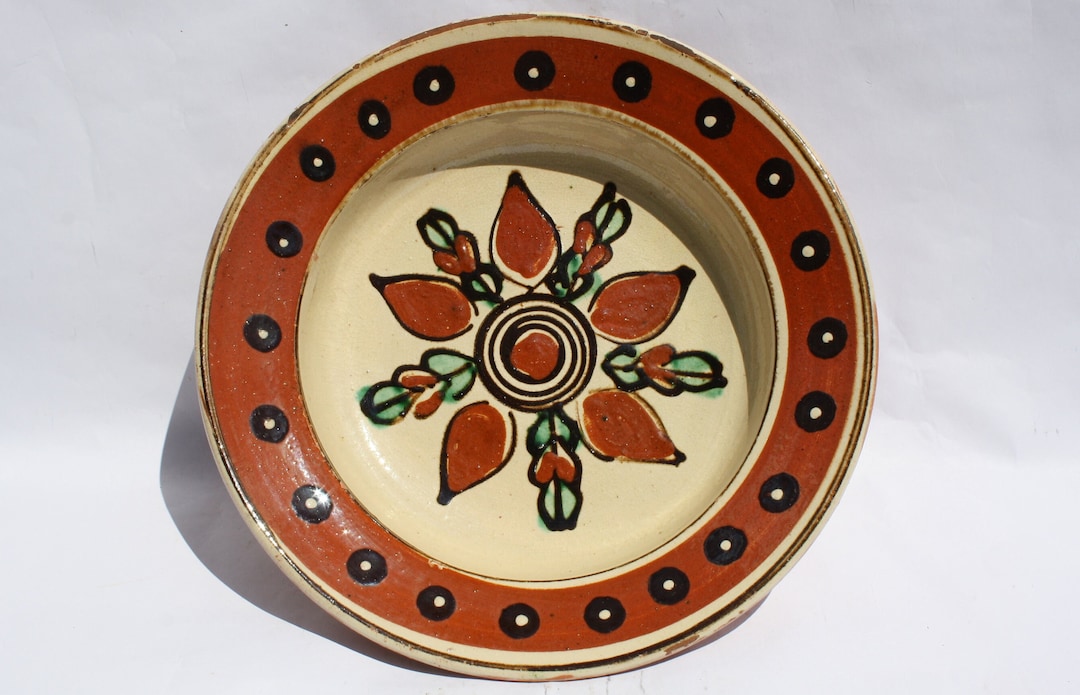 Antique Transylvania Clay Plate From 1980's, Folk Traditional Plate Fom ...