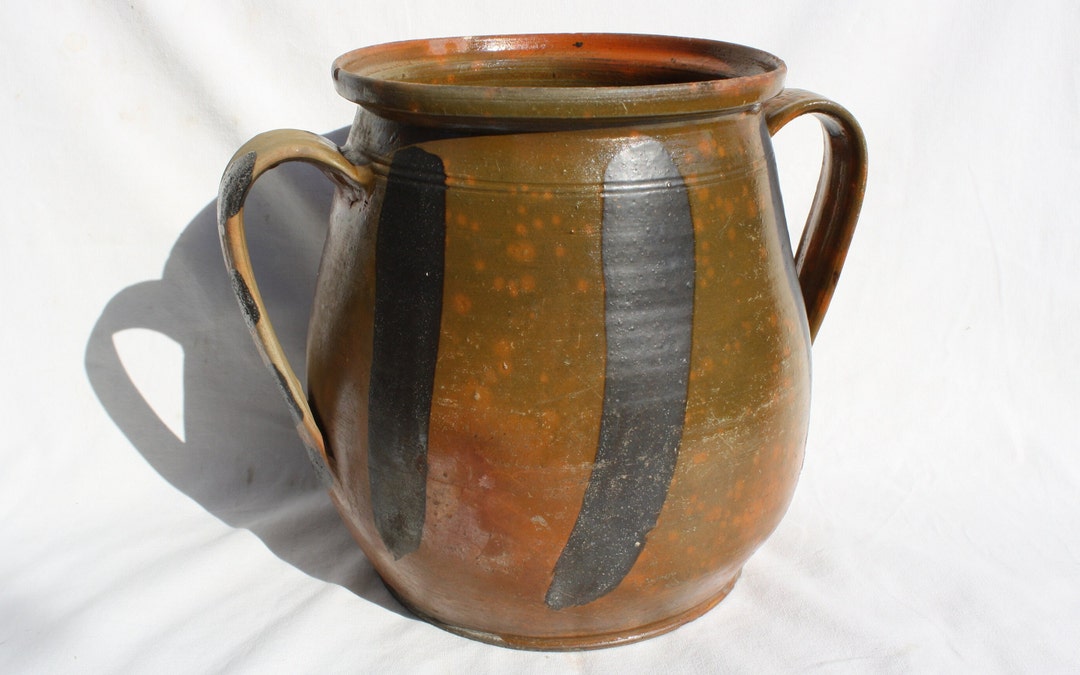Rare Folk Pitcher, Lined Two Handle Pitcher, Folk Pitcher, Vintage Ewer ...