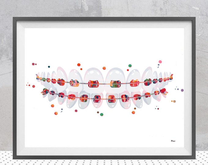 Dental Art Print Teeth Anatomy Art Teeth Row Watercolor | Etsy