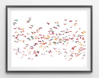 Birds Print Printable Photo Flying Birds Print Flock Of | Etsy