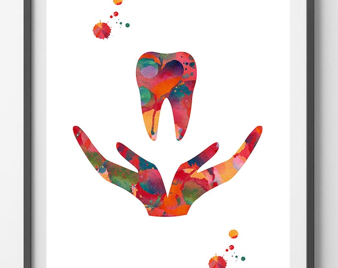 Dental Art Print Teeth Anatomy Art Teeth Row Watercolor | Etsy