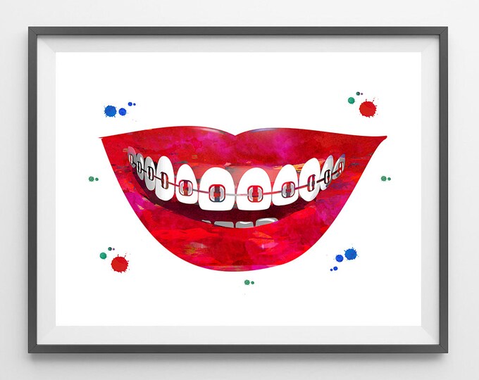 Dental Art Print Teeth Anatomy Art Teeth Row Watercolor | Etsy