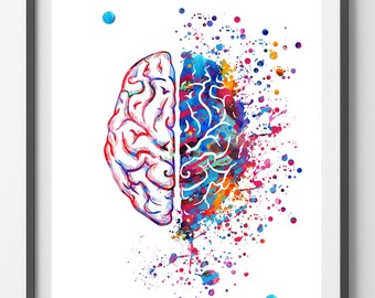 Brain watercolor | Etsy