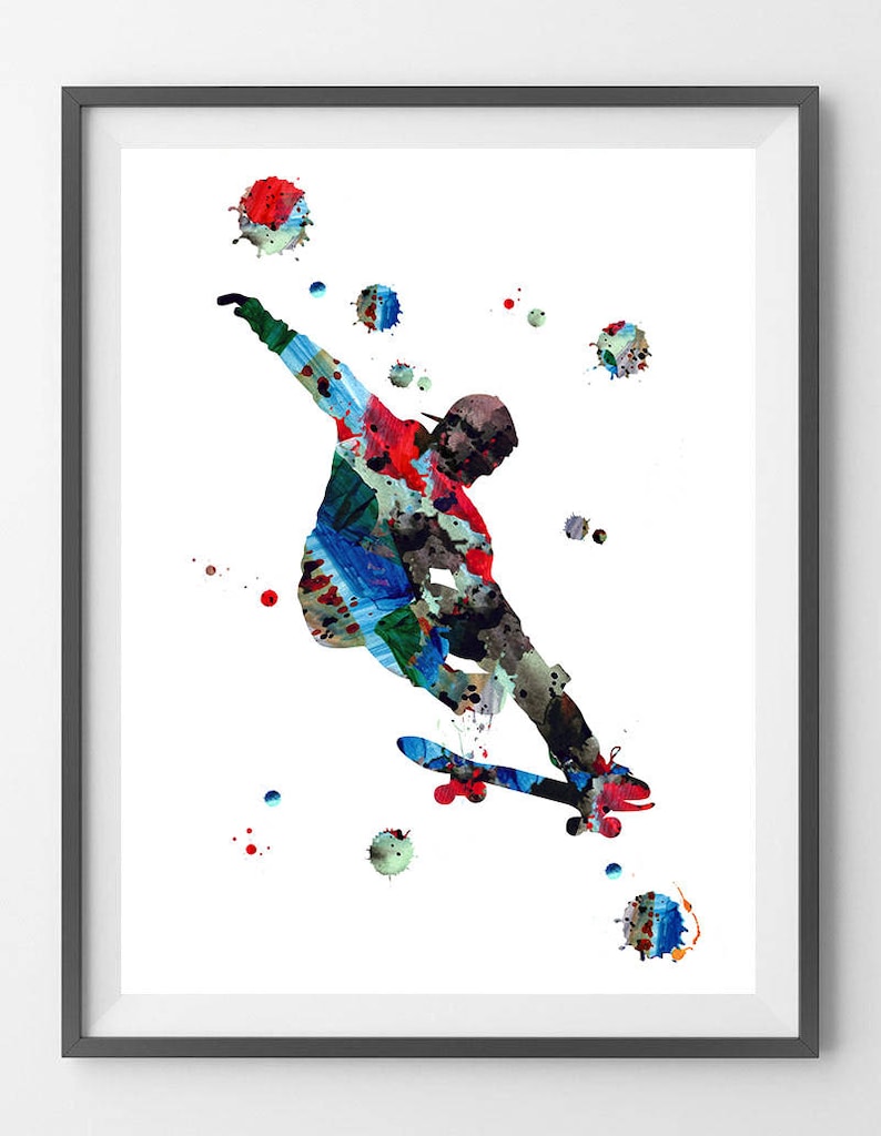 Skateboard Rider Watercolor Print Street-skating Poster - Etsy