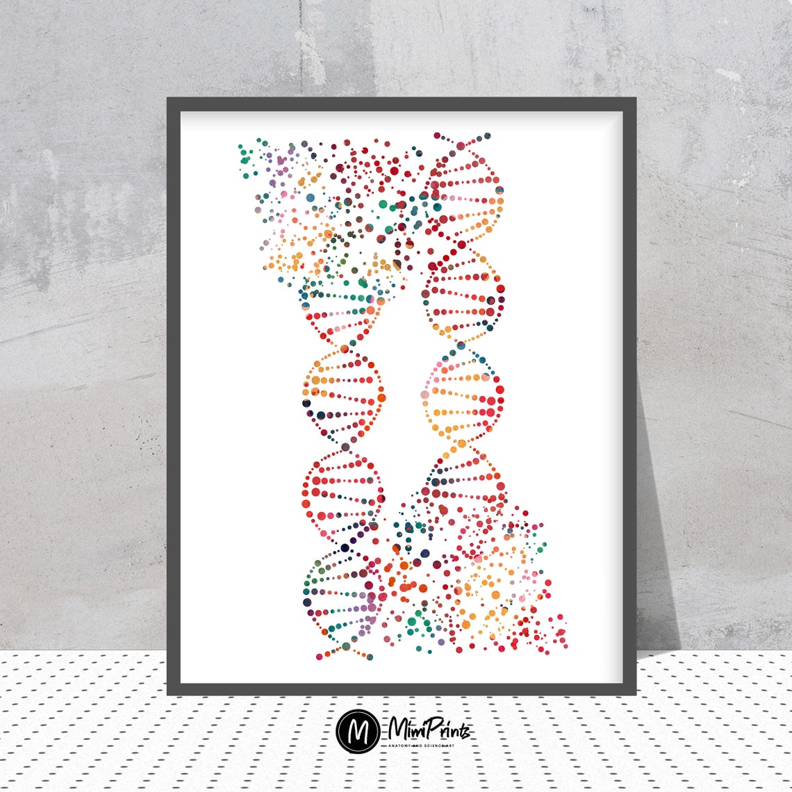 Dna Art Print Double Helix Science Art Watercolor Poster - Etsy