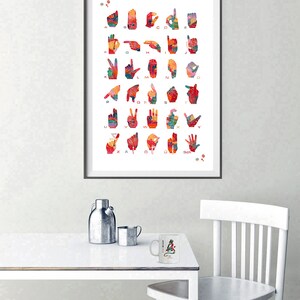 European Sign Language Alphabet Watercolor Print Audiology Art | Etsy UK