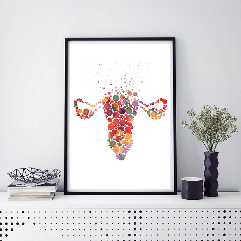 Uterus Watercolor Print Abstract Anatomy Art Poster Human Etsy