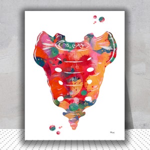 Sacrum Bone Watercolor Print the Sacrum Anatomy Art Poster Orthopedic ...