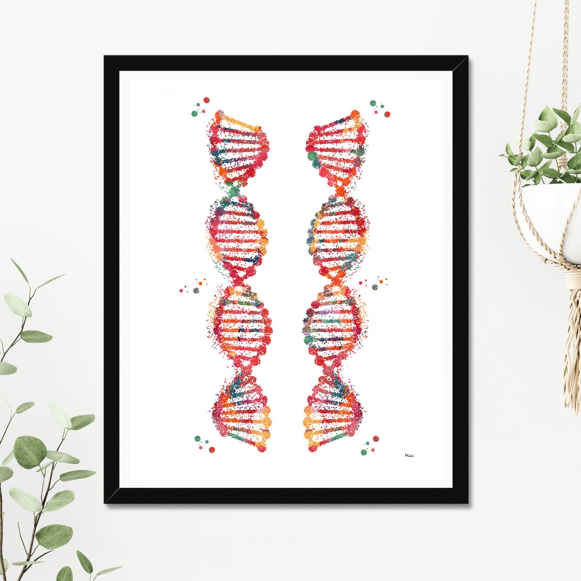 Dna Double Helix Watercolor Poster DNA Art Print Science Art ...