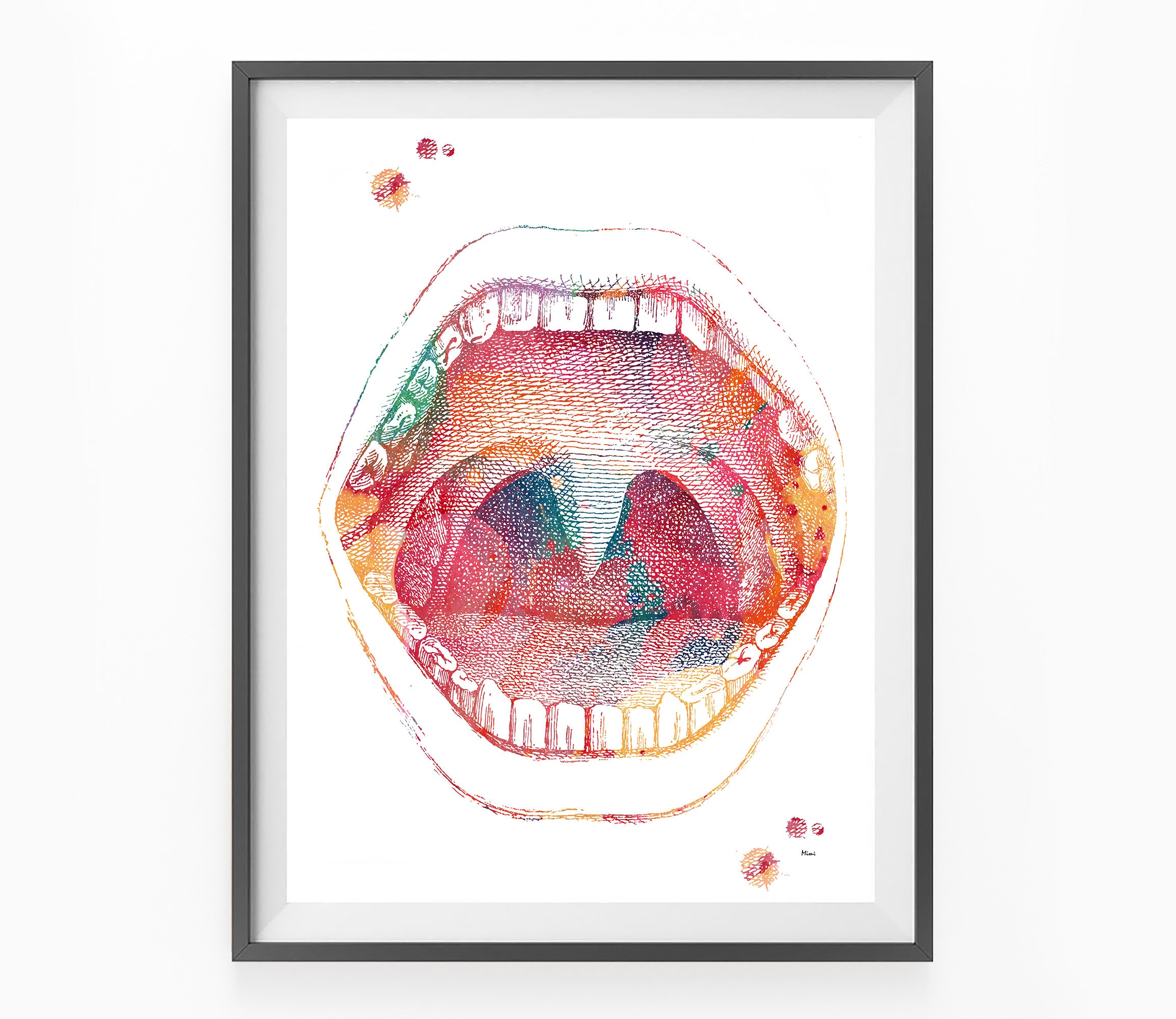 Mouth Anatomy Watercolor Print Medical Art Oral Cavity Poster Oral ...