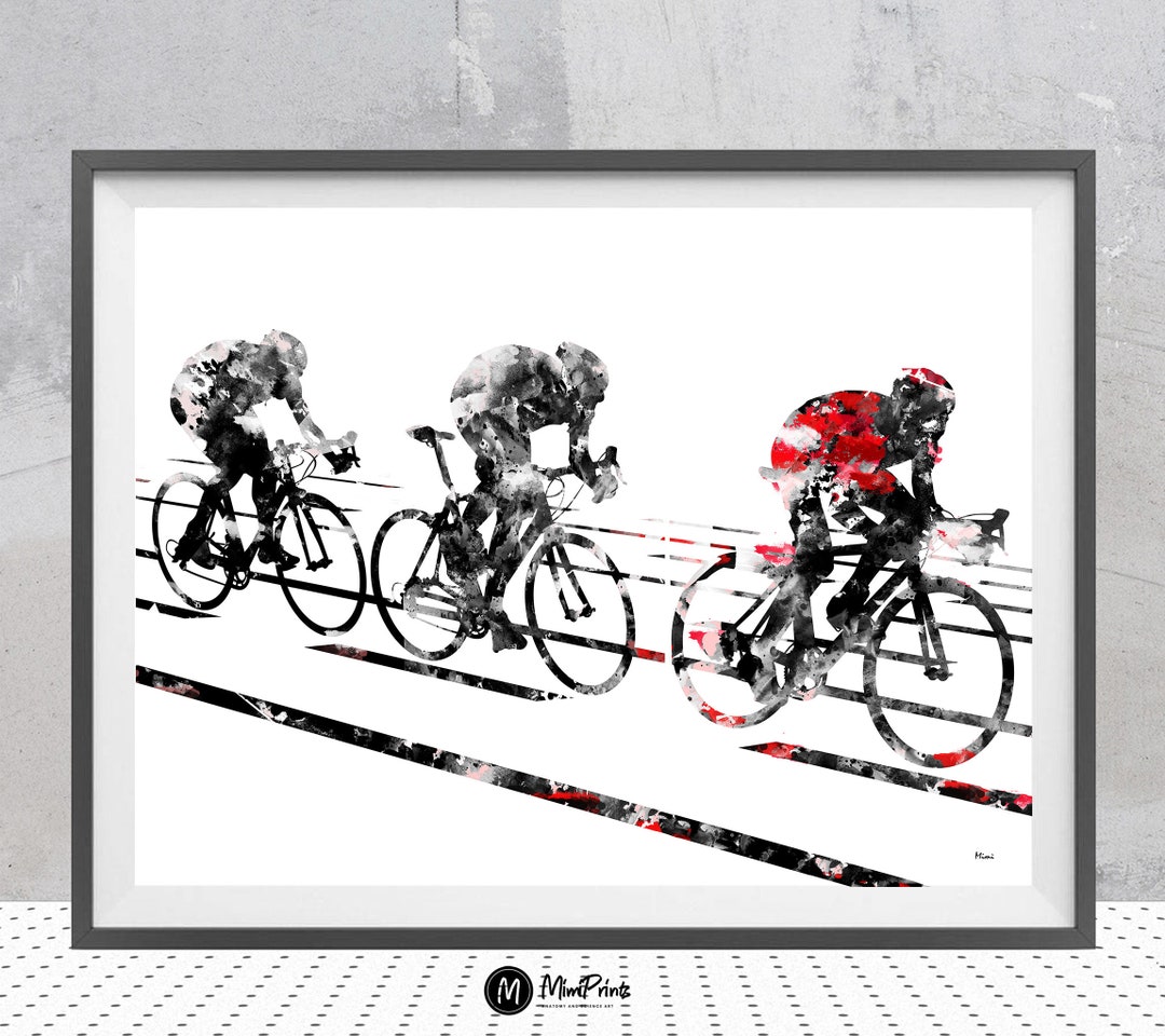 Cycling Race Watercolor Print Bicycle Painting Cycling Wall Art Giclee ...