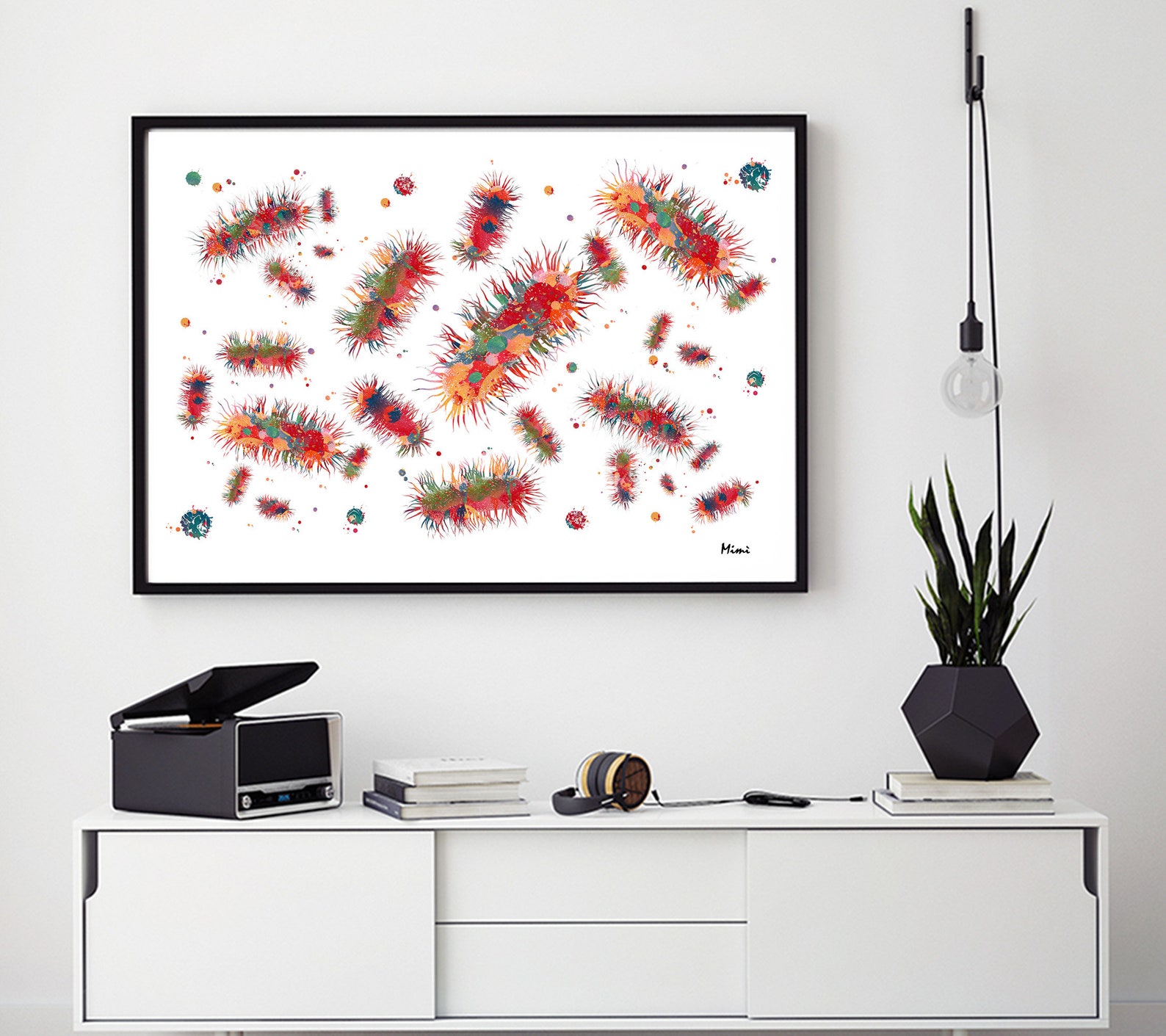 Escherichia Coli Science Art Print Bacteria Watercolor Poster | Etsy