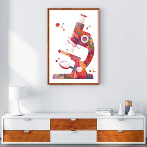 Microscope Watercolor Print Science Instruments Print | Etsy