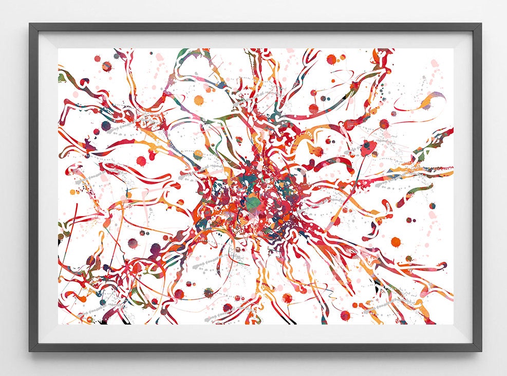 Brain Cell Anatomy Art Print Nerve Cell Watercolor Brain Art Neurology ...
