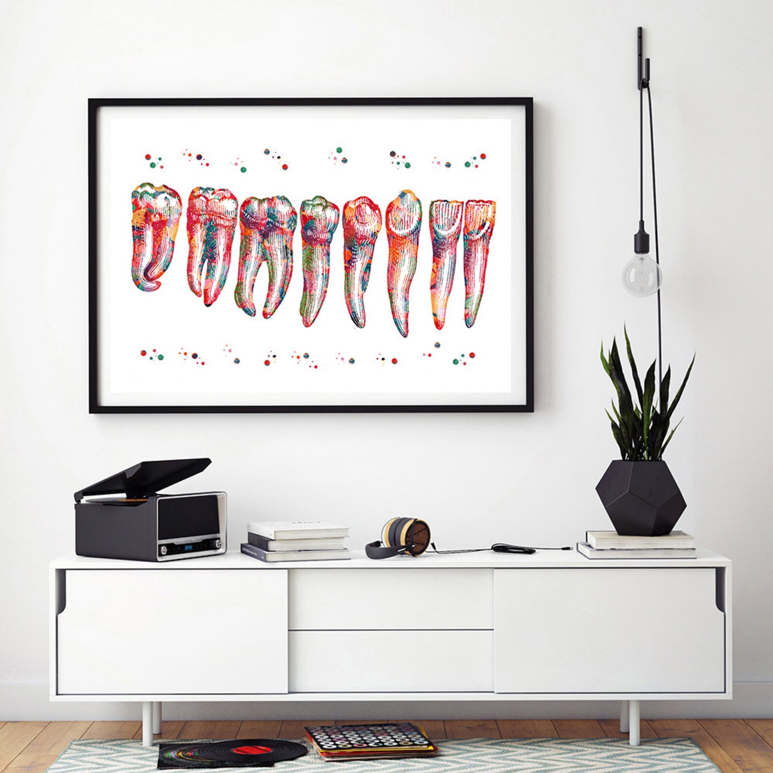Dental Art Print Teeth Anatomy Art Teeth Row Watercolor | Etsy
