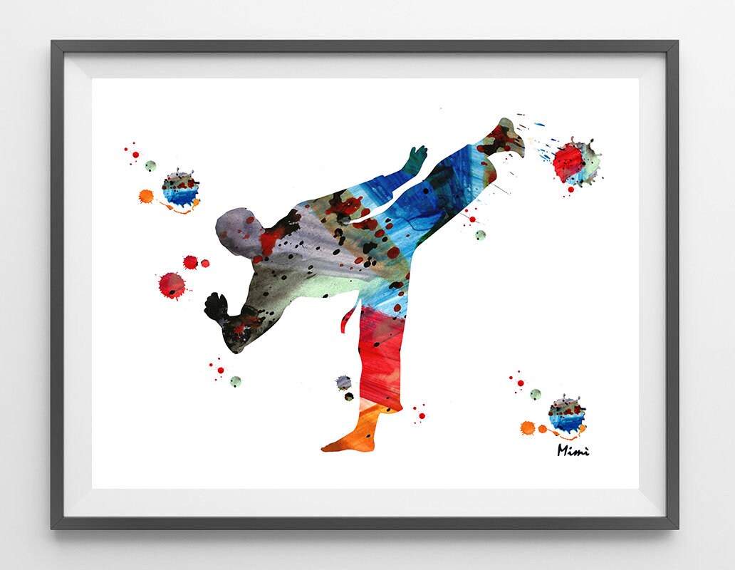 Karate Man watercolor print Karateka poster sports art | Etsy