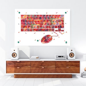 Computer Keyboard Watercolor Print Hi-tech Print Computer Science Art ...