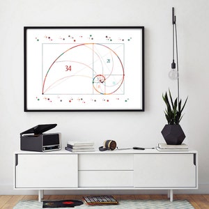 Fibonacci Sequence Watercolor Print Science Art Illustration Fibonacci ...