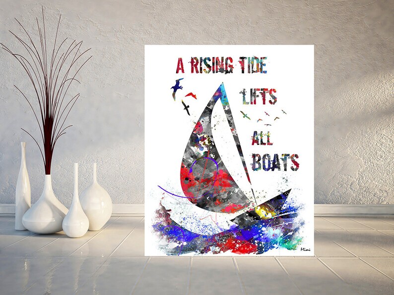 A rising tide lifts all boats print A rising tide quote | Etsy
