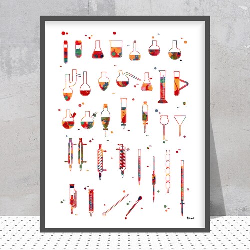 Chemical Tools Watercolor Print Chemistry Lab Glassware - Etsy