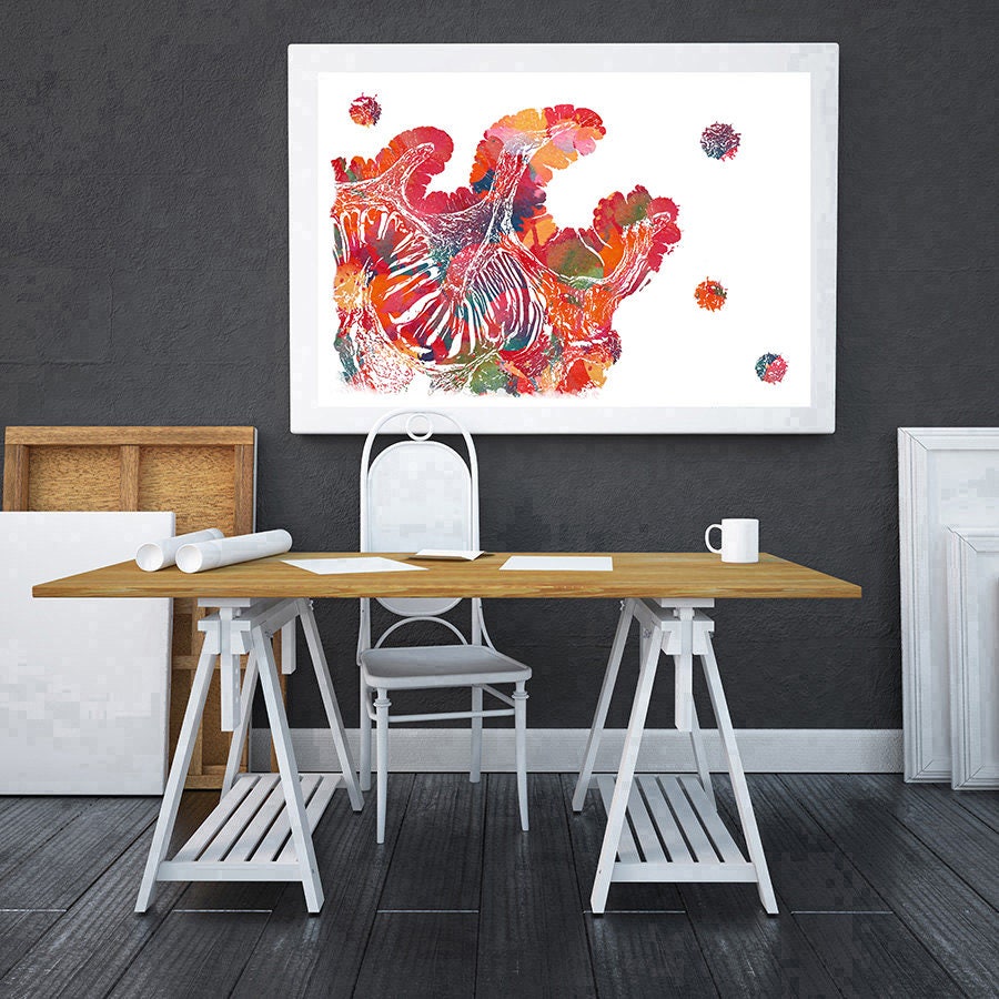 Colon Histology Watercolor Print Colon Mucosa Poster Microscopy View ...