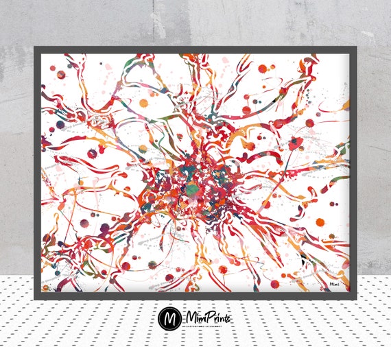 Brain Cell Anatomy Art Print Nerve Cell Watercolor Brain Art | Etsy