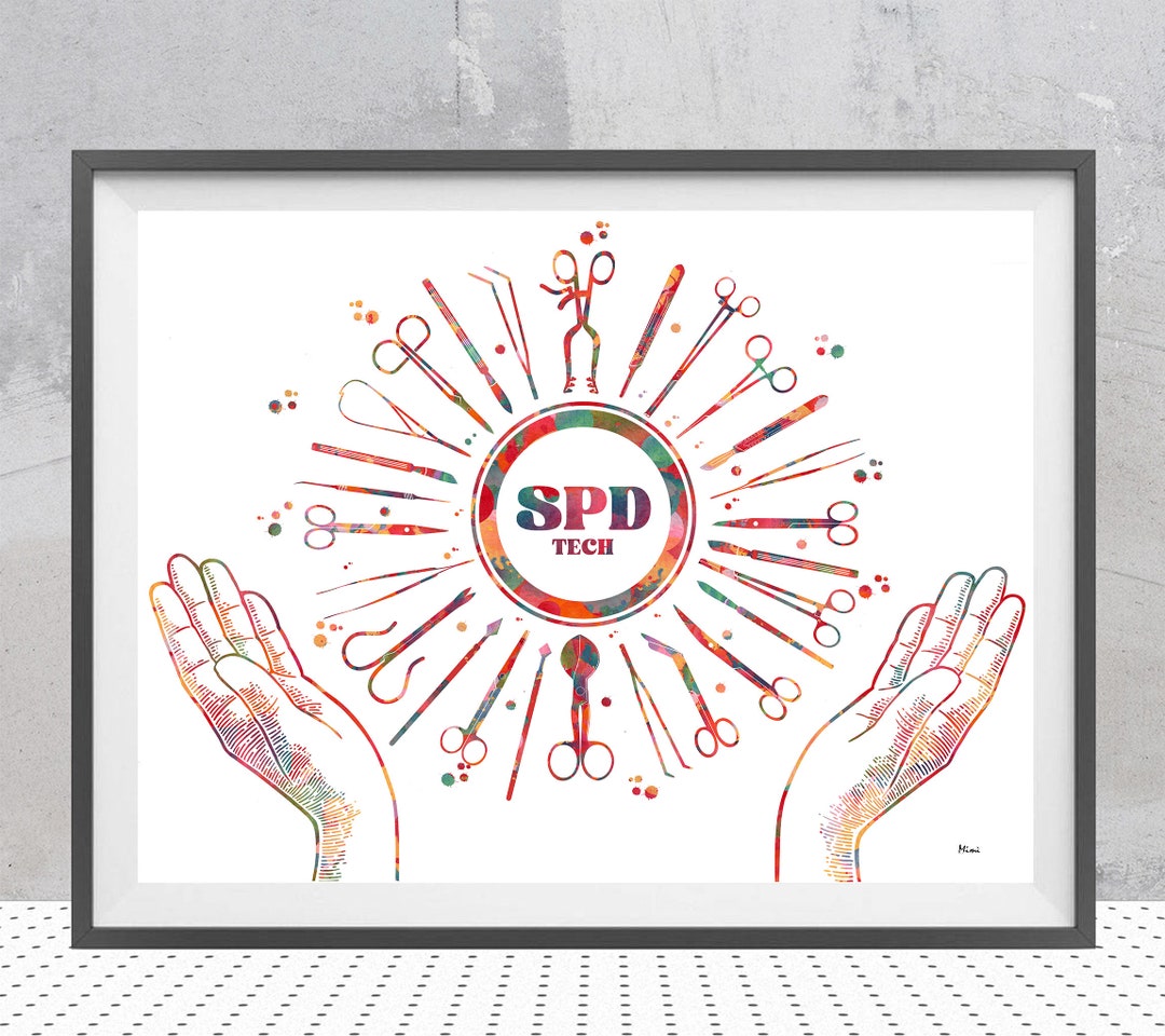 Sterile Processing Print Sterile Surgical Tools Poster Hospital SPD Department Painting Scrub ...