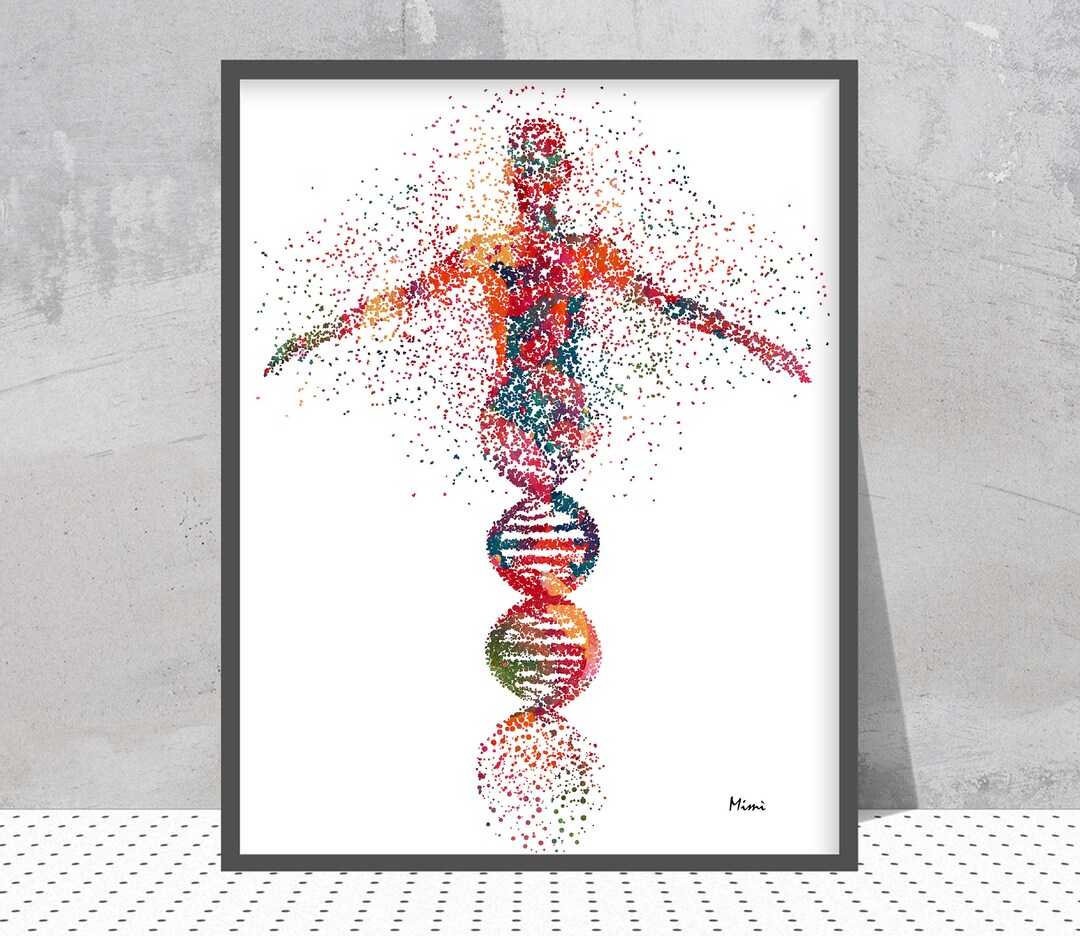 DNA Woman Watercolor Print, Abstract Science Biology Art - Etsy