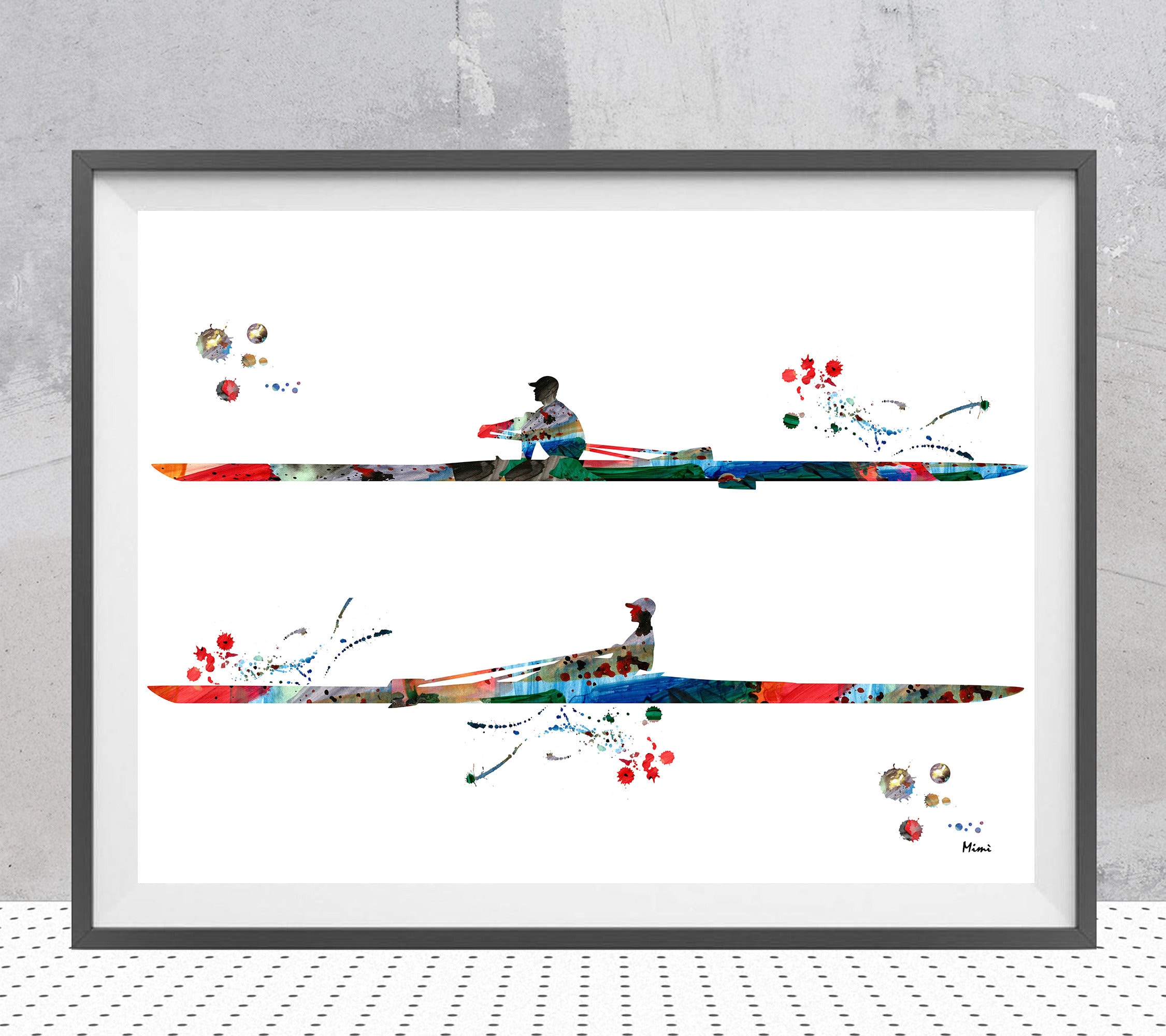 Rudern Aquarell Druck Kanu Kajak Poster Solo Ruderer | Etsy