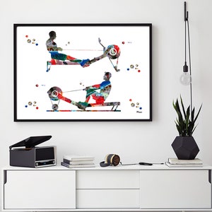 Rowing Art Print Indoor Rowing Poster Male Rower Training on Indoor ...