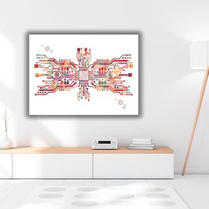 Computer Board Print Information Technology Watercolor Circuit Board ...