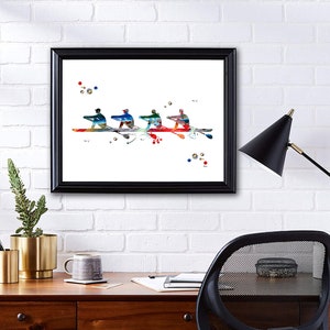 Male Rowing Team Sport Print Male Rower Poster Rowing Team Illustration ...