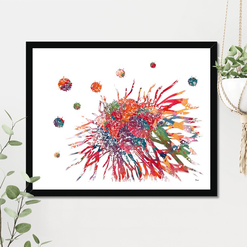 Cancer Cell Science Art Print Histology Poster Anatomy Art Watercolor ...
