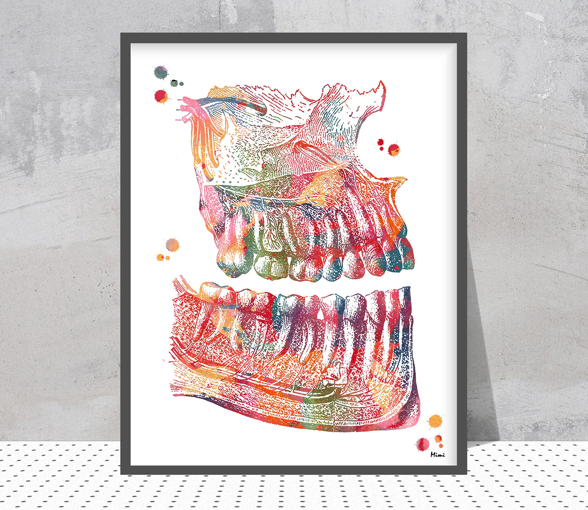 Wall Décor Home & Living Home Décor Human Jaw Anatomy Watercolor Print ...