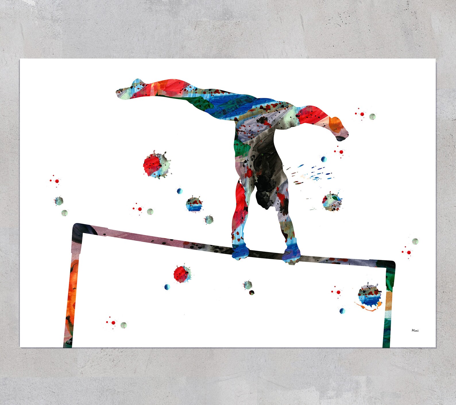 Male Gymnast Watercolor Print Sports Art Poster Artistic Male | Etsy