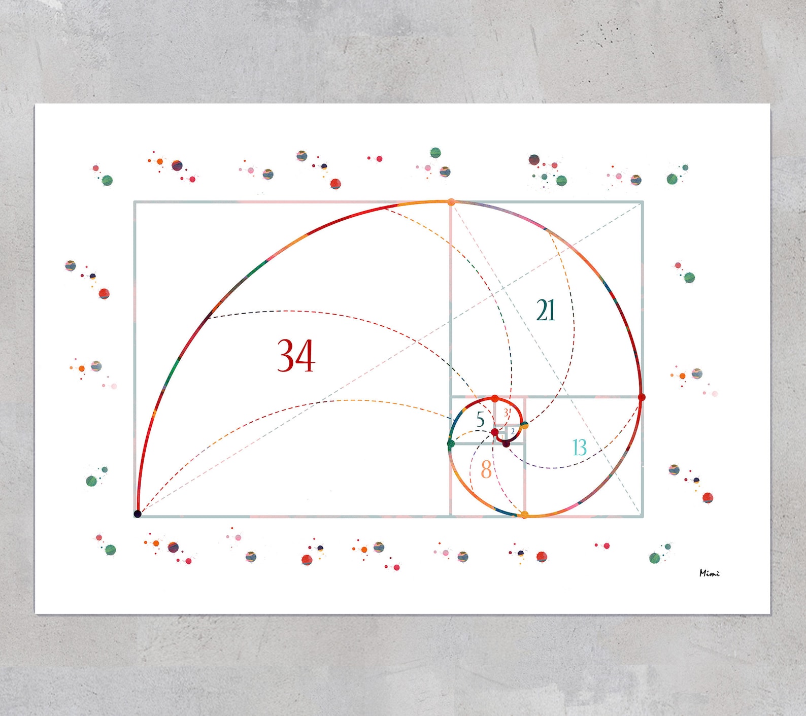 Fibonacci Sequence Watercolor Print Science Art Illustration - Etsy