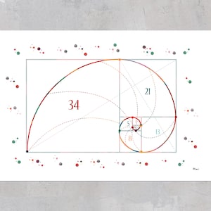 Fibonacci Sequence Watercolor Print Science Art Illustration Fibonacci ...