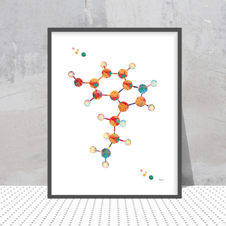 Serotonin Molecule Science Art Print Serotonin Formula | Etsy