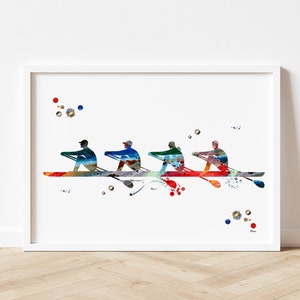 Male Rowing Team Sport Print Male Rower Poster Rowing Team Illustration ...