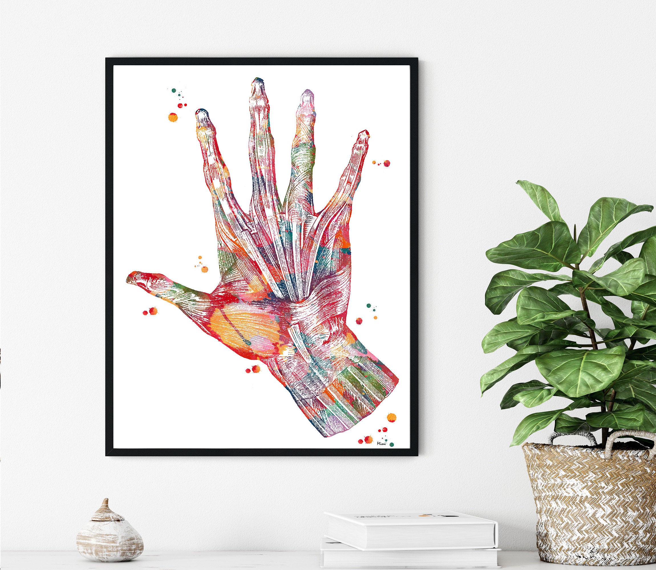 Hand Muscles Anatomy Watercolor Print | PT Art for Clinic Decor | Gift ...